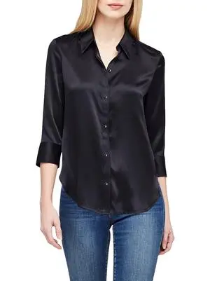 L'Agence Dani Silk Charmeuse Blouse - Black