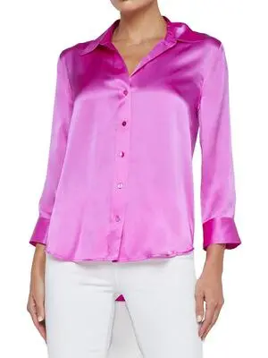 L'Agence L'AGENCE Dani Silk Charmeuse Blouse Bright Purple