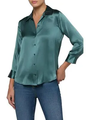 L'Agence L'AGENCE Dani Silk Charmeuse Blouse Cadet Blue