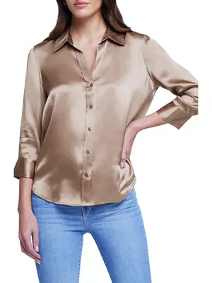 L'Agence L'AGENCE Dani Silk Charmeuse Blouse Chantarelle