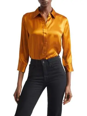 L'Agence Dani Silk Charmeuse Blouse - Dijon