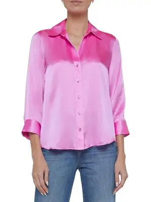 L'Agence Dani Silk Charmeuse Blouse - Fuchsia