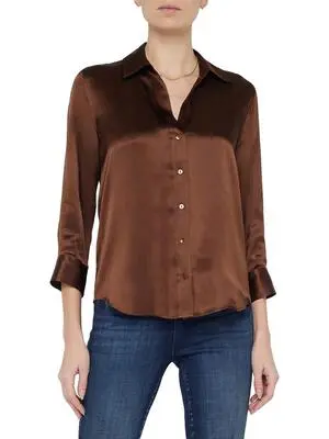 L'Agence L'AGENCE Dani Silk Charmeuse Blouse Hot Fudge
