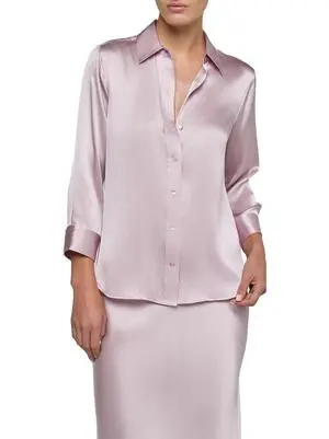 L'Agence L'AGENCE Dani Silk Charmeuse Blouse Icy Lilac