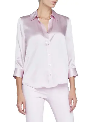 L'Agence L'AGENCE Dani Silk Charmeuse Blouse Lilac Snow