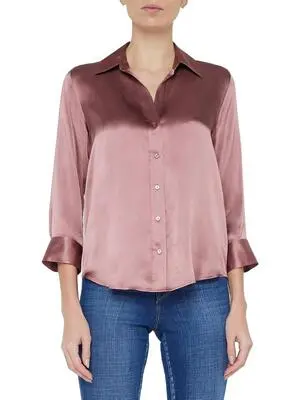 L'Agence L'AGENCE Dani Silk Charmeuse Blouse Mauve Rose