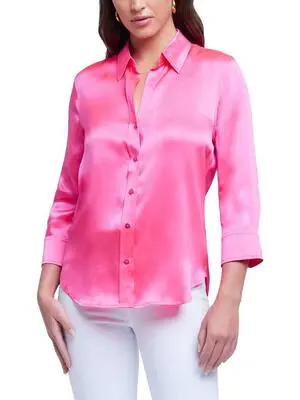 L'Agence Dani Silk Charmeuse Blouse - Ros