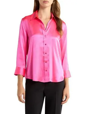 L'Agence Dani Silk Charmeuse Blouse - Shocking Pink