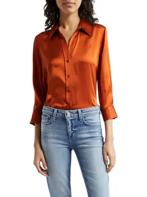 L'Agence L'AGENCE Dani Silk Charmeuse Blouse Sienna