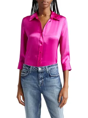 L'Agence L'AGENCE Dani Silk Charmeuse Blouse Star Ruby