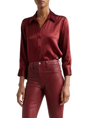 L'Agence L'AGENCE Dani Silk Charmeuse Blouse Syrah