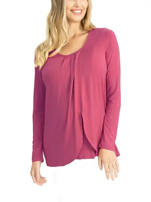 ANGEL MATERNITY Petal Front Maternity/Nursing Top Raspberry