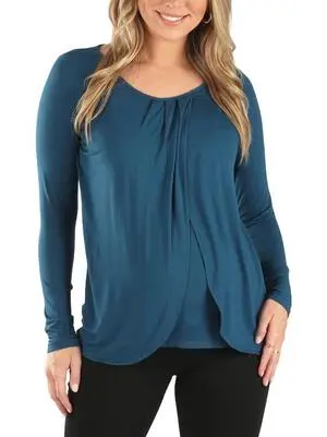 ANGEL MATERNITY Petal Front Maternity/nursing Top - Teal