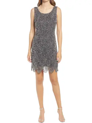PISARRO NIGHTS Beaded Mini Dress