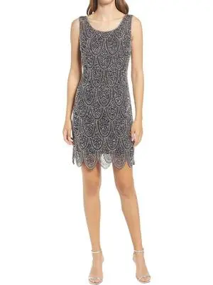 Pisarro Nights Beaded Mini Dress - Carbon