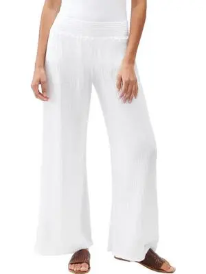 Michael Stars Smocked Wide Leg Pants - White