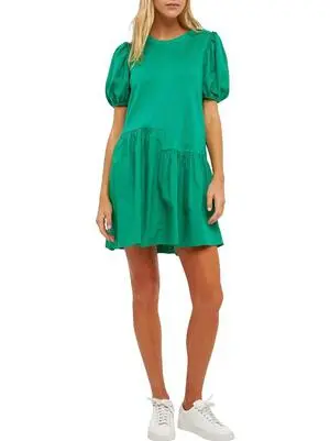 English Factory English Factory Puff Sleeve Mini Dress Green