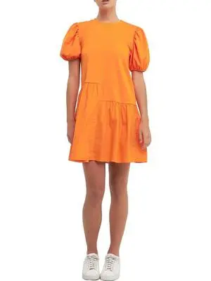 English Factory English Factory Puff Sleeve Mini Dress Orange