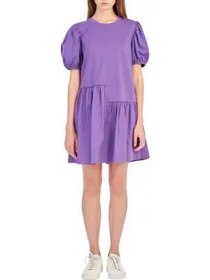 English Factory English Factory Puff Sleeve Mini Dress Purple