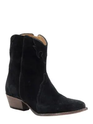 Free People New Frontier Western Booties - Black Suede