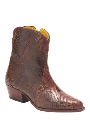 Free People New Frontier Western Booties - Snake Print Leather