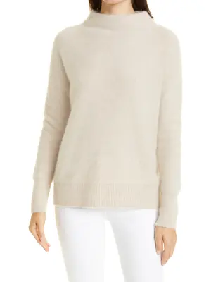 Vince Vince. Boiled Cashmere Funnel Neck Pullover 113wsa-white Sand