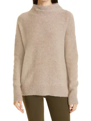 Vince Vince. Boiled Cashmere Funnel Neck Pullover 288hwh-h Wheat