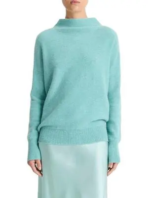 Vince Vince. Boiled Cashmere Funnel Neck Pullover 443hag-h Aqua Gem