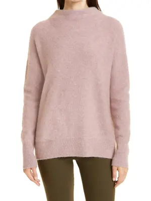 Vince Vince. Boiled Cashmere Funnel Neck Pullover 691psh-pink Shell