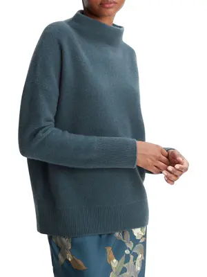 Vince Vince. Boiled Cashmere Funnel Neck Pullover Azurine