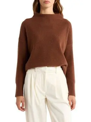 Vince Boiled Cashmere Funnel Neck Pullover - Cacao