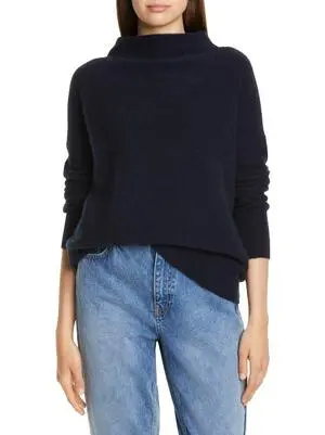 Vince Boiled Cashmere Funnel Neck Pullover - Coastal Blue