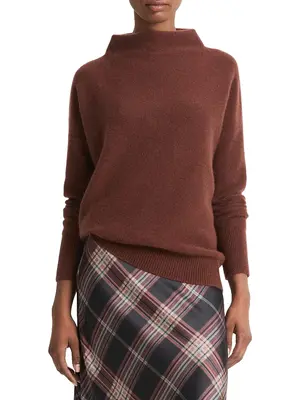 Vince Vince. Boiled Cashmere Funnel Neck Pullover Deep Rosewood