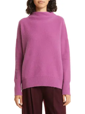 Vince Vince. Boiled Cashmere Funnel Neck Pullover Dewberry