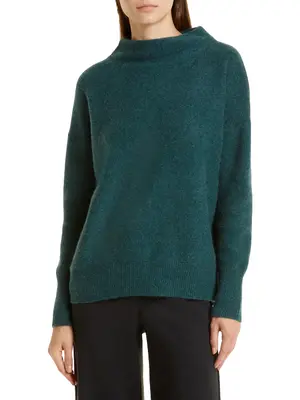 Vince Vince. Boiled Cashmere Funnel Neck Pullover H Sea Quartz