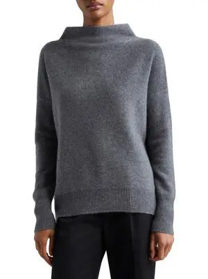 Vince Vince. Boiled Cashmere Funnel Neck Pullover Heather Graphite