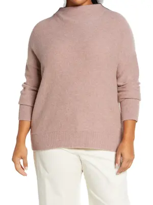 Vince Vince. Boiled Cashmere Funnel Neck Pullover Pink Shell