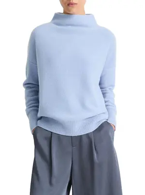 Vince Vince. Boiled Cashmere Funnel Neck Pullover Porcelain Blue
