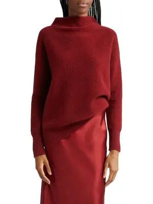 Vince Vince. Boiled Cashmere Funnel Neck Pullover Ruby Ink