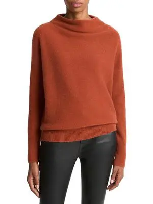Vince Vince. Boiled Cashmere Funnel Neck Pullover Tuscan Red