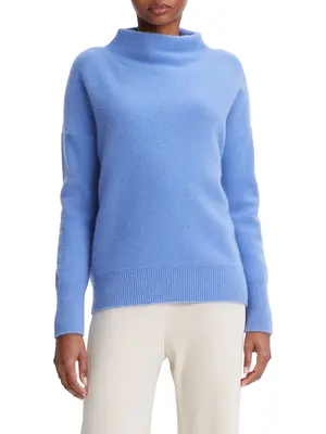 Vince Vince. Boiled Cashmere Funnel Neck Pullover Wave Quartz