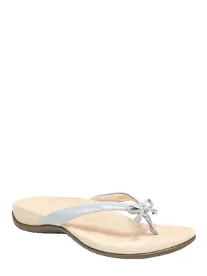 Vionic Vionic Bella II Flip Flop Light Grey Faux Patent Leather