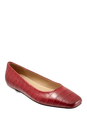 Trotters Trotters Honor Leather Flat Red Croc Leather