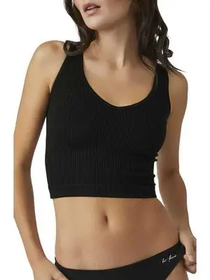 Free People Rib Brami Crop Tank - Black