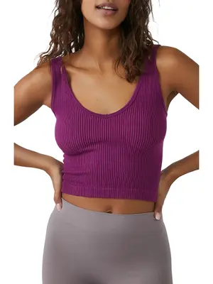 Free People Free People Rib Brami Crop Tank Blackberry