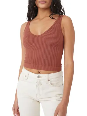 Free People Free People Rib Brami Crop Tank Chocolate