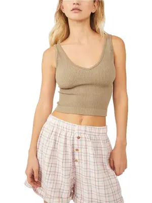 Free People Free People Rib Brami Crop Tank Eucalyptus