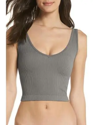 Free People Free People Rib Brami Crop Tank Grey