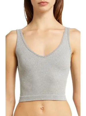 Free People Free People Rib Brami Crop Tank Heather Grey