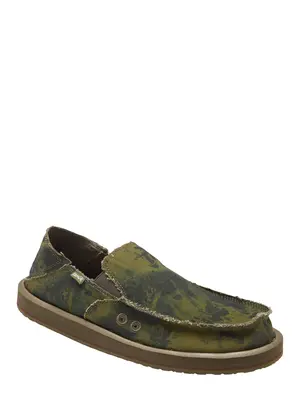 Sanuk Slip-On Sneaker Green/ Navy Tie Dye